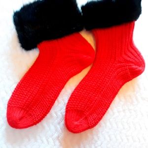 Accessories | Red Heavy Knit Santa Bootiessocks Wfur Trim | Poshmark